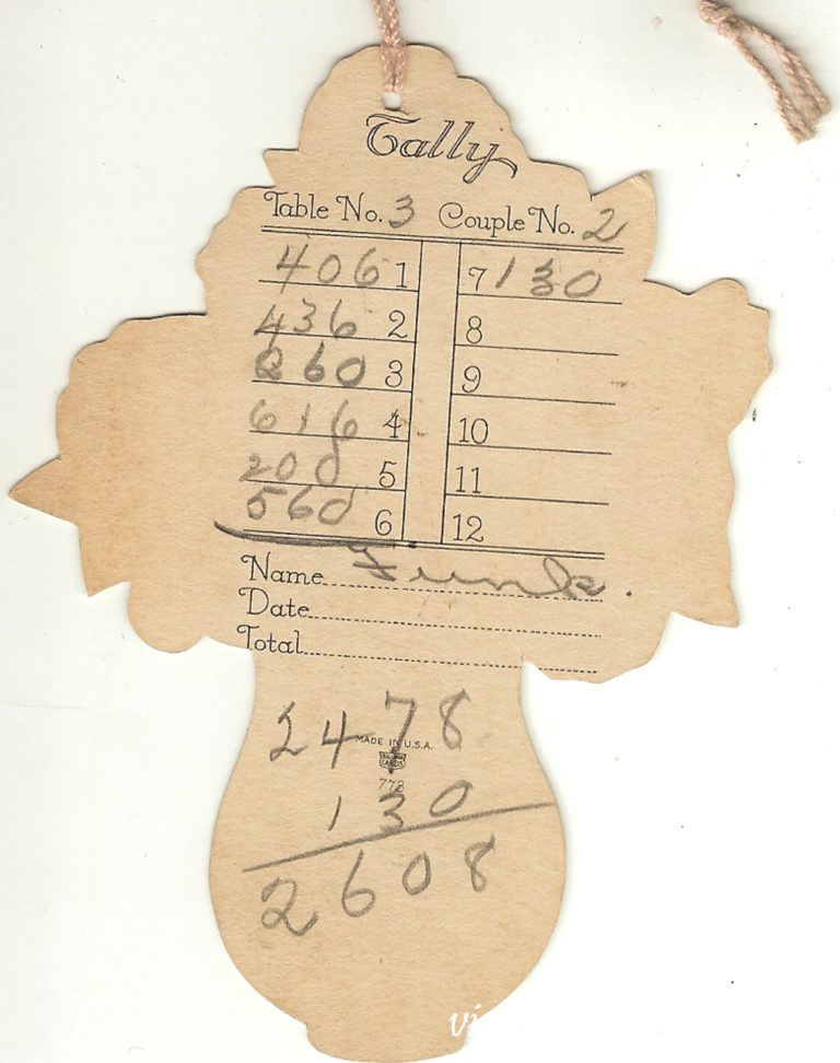 Vintage Bridge Tally Cards - Sweet Pea