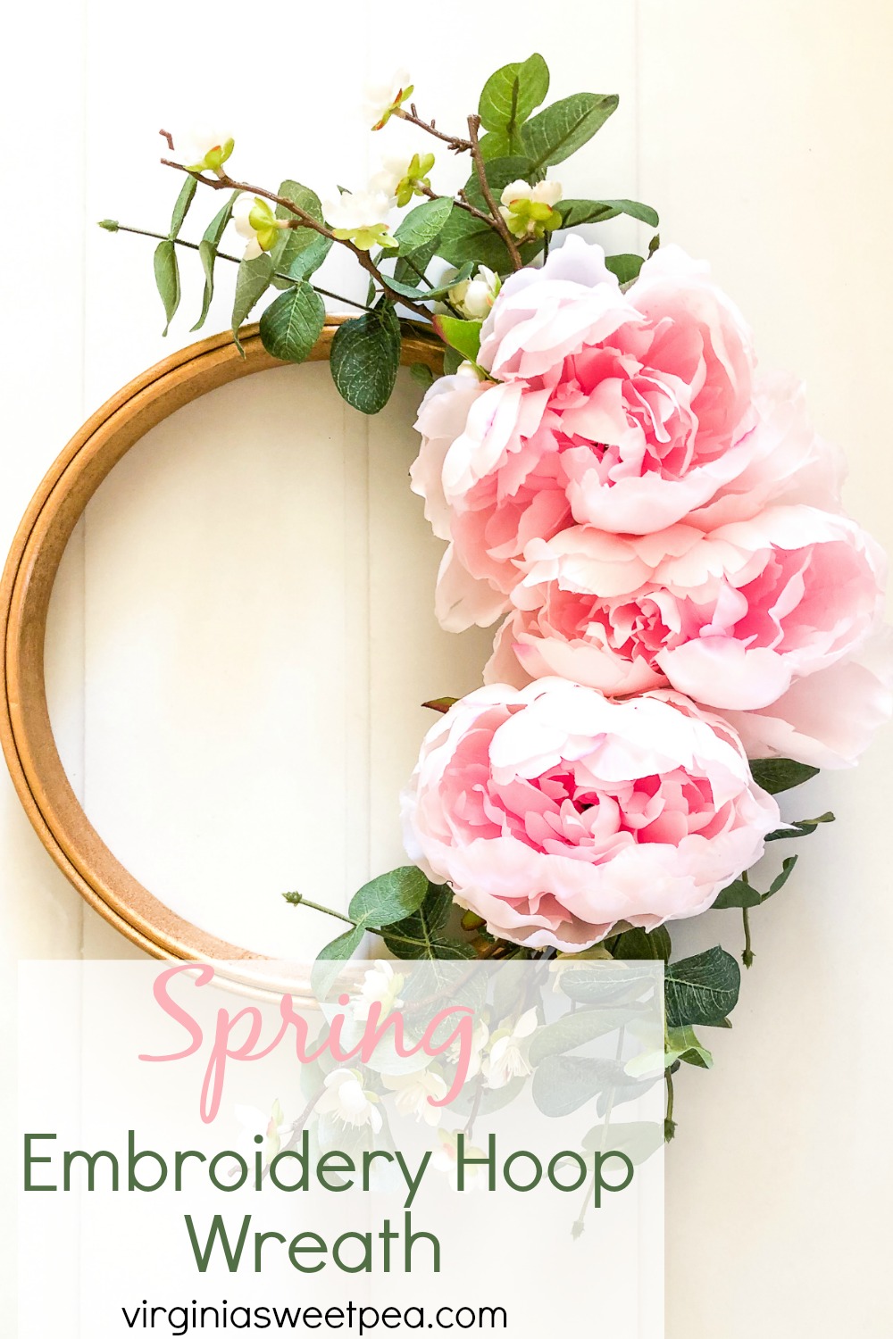 DIY Spring Embroidery Hoop Wreath - Sweet Pea