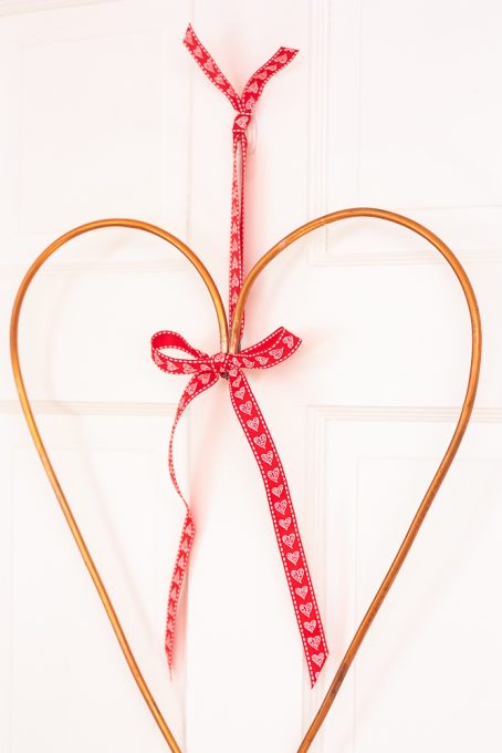 Upcycled Copper Pipe Heart Wreath - Sweet Pea