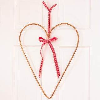 Upcycled Copper Pipe Heart Wreath - Sweet Pea