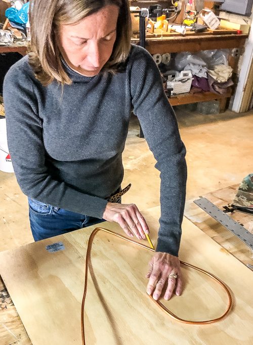 Upcycled Copper Pipe Heart Wreath - Sweet Pea