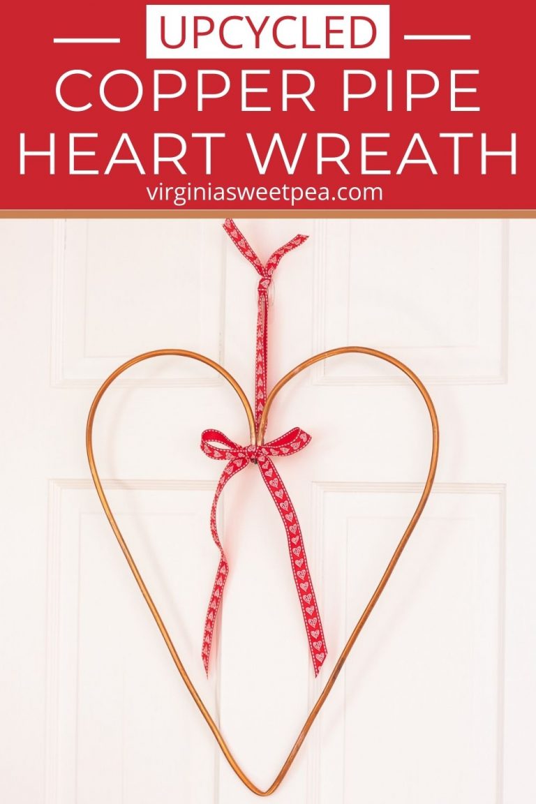 Upcycled Copper Pipe Heart Wreath - Sweet Pea