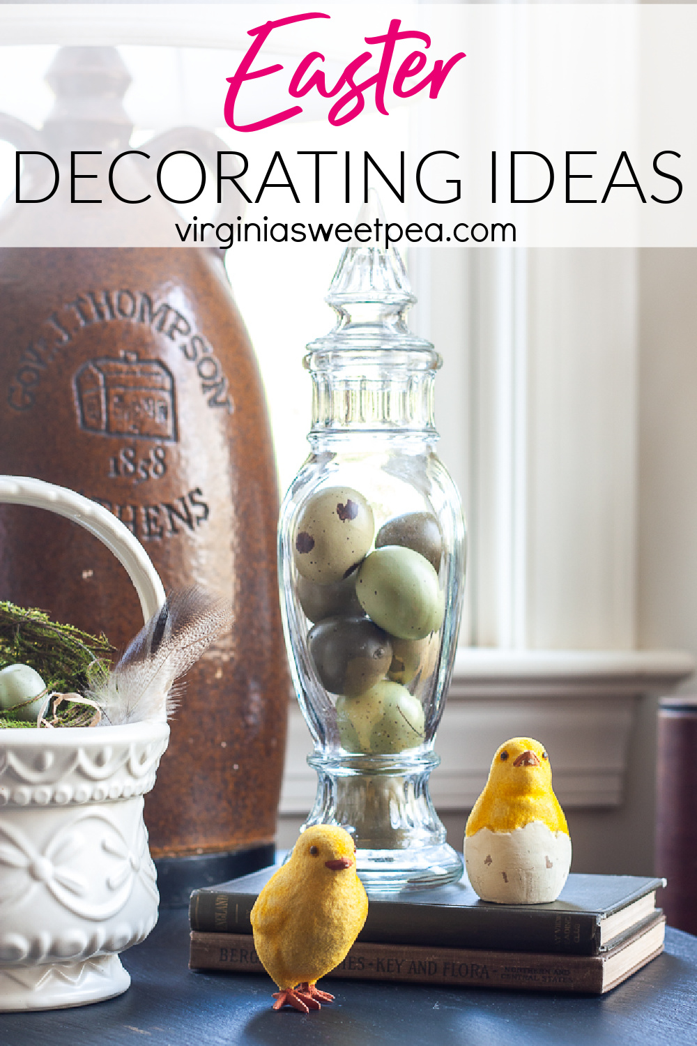 Vintage Easter Decorations in the Family Room - Sweet Pea