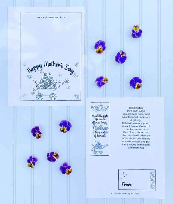 Mother's Day Printable Card, Bookmark, and Gift Tag - Sweet Pea