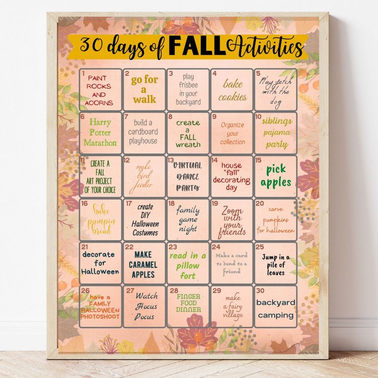 Free Printable 30 Days of Fall Activities - Sweet Pea