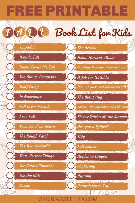 Free Printable Fall Book List for Kids - Sweet Pea