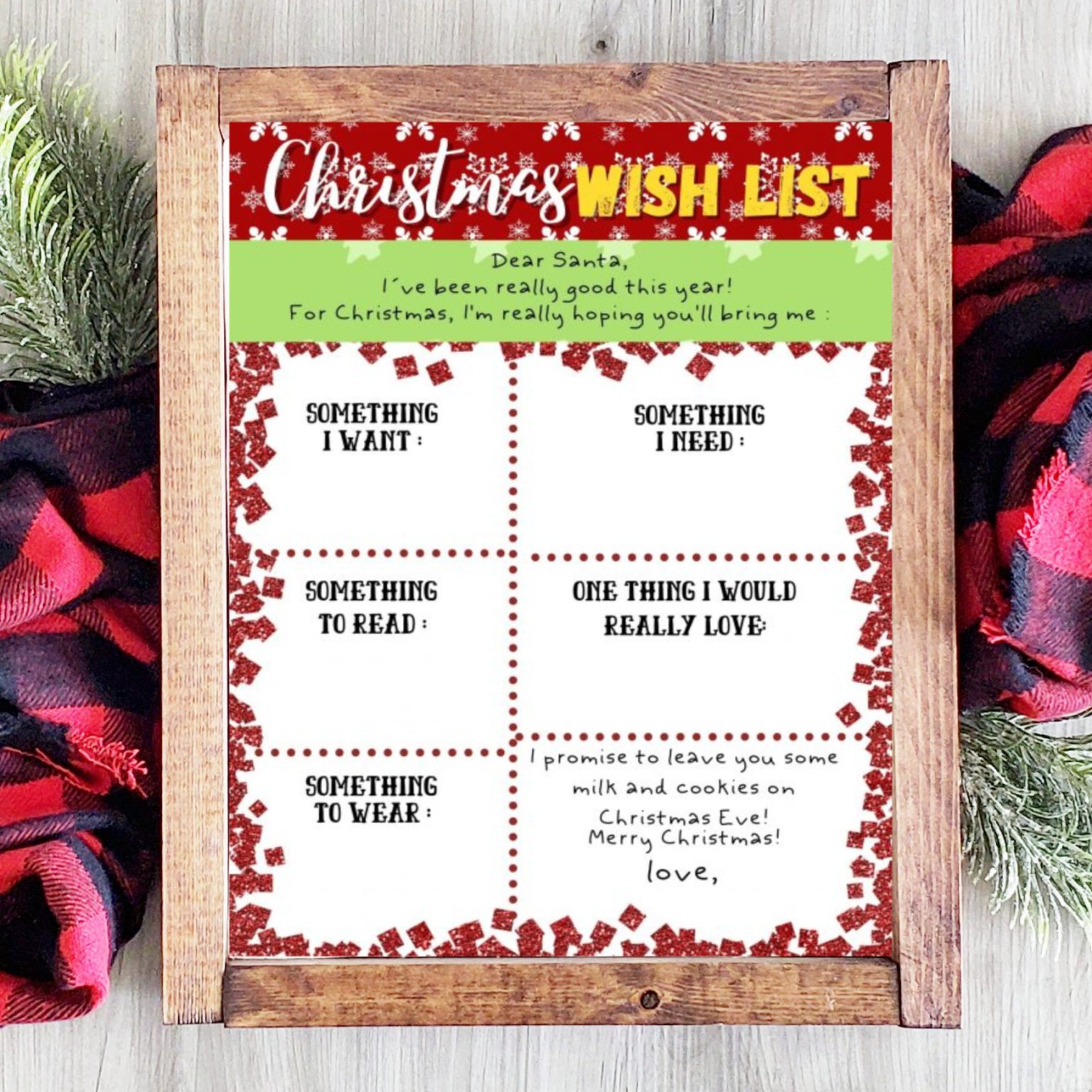 Free Printable Christmas Wish List - Sweet Pea
